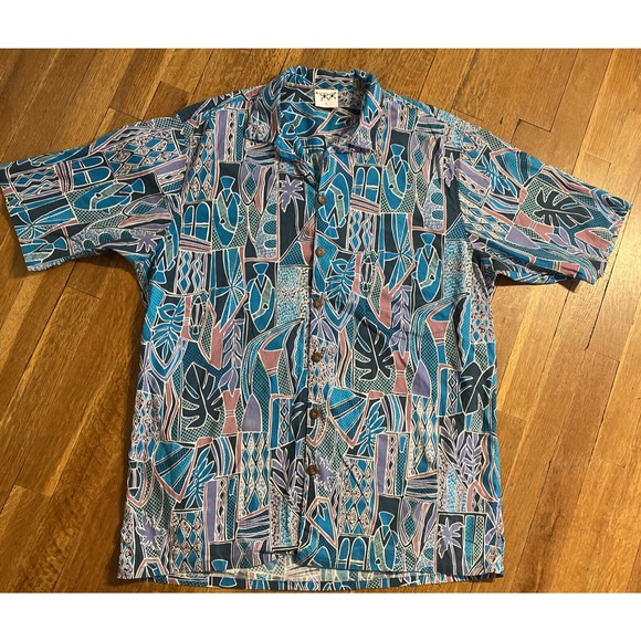 Unbranded | Shirts | Vintage Hawaiian Fish Floral Camp Shirt Mens Large ...